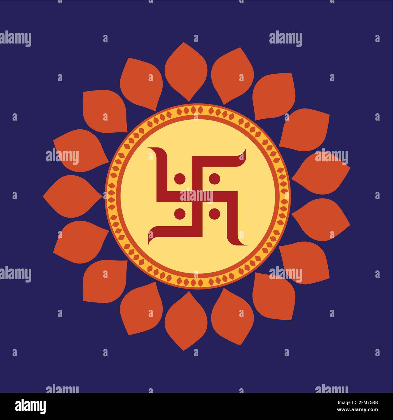 swastik design isolated in design circle isolated on blue background ...