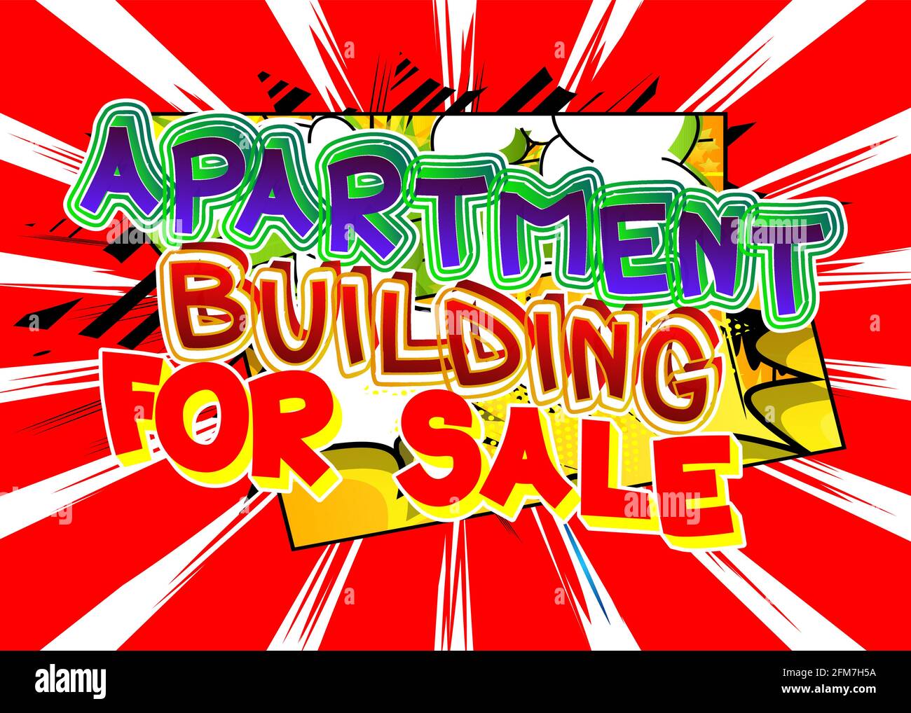 Apartment Building For Sale - comic book word on colorful pop art ...