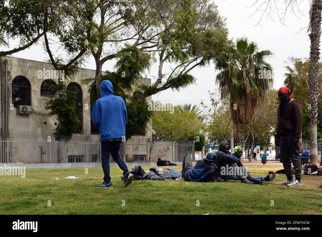 Illegal migrants and refugees from African in southern Tel-Aviv, Israel ...