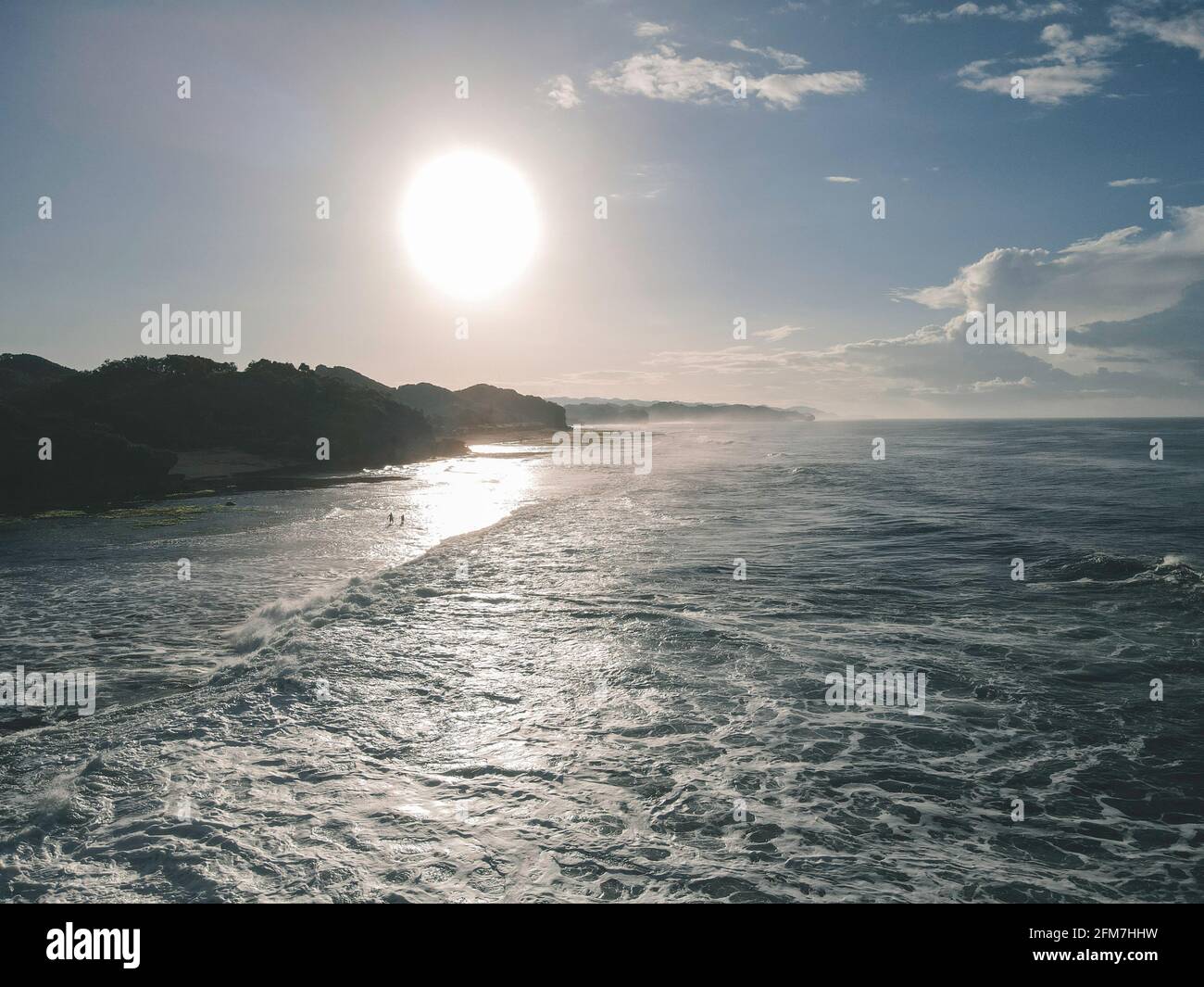 Aerial view of ocean in Yogyakarta, Indonesia. Ocean under the sun ...