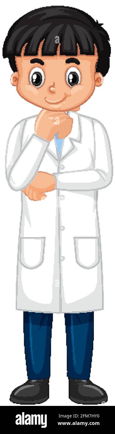 A boy cartoon character wearing laboratory coat illustration Stock ...
