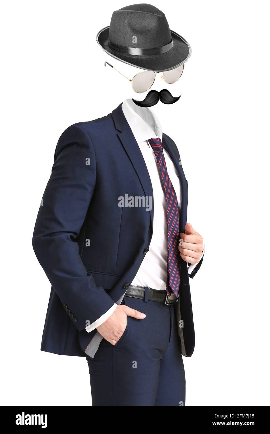 Invisible man with stylish clothes and accessories on white background ...