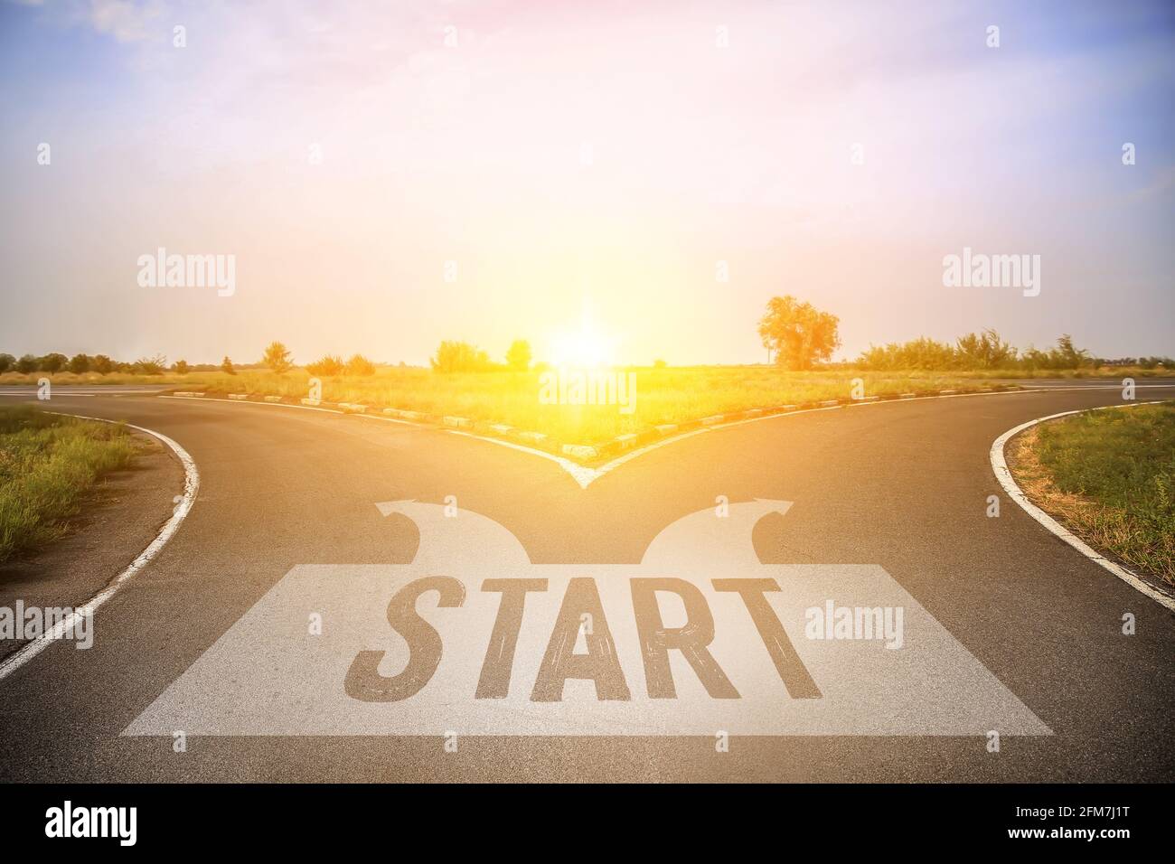 Road with arrows pointing in different directions. Concept of ...