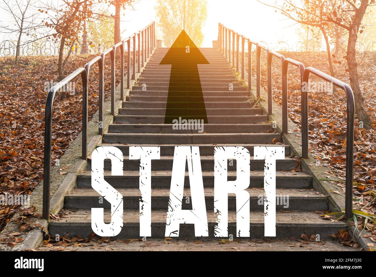 Steps with arrow pointing in one direction. Concept of travelling and ...