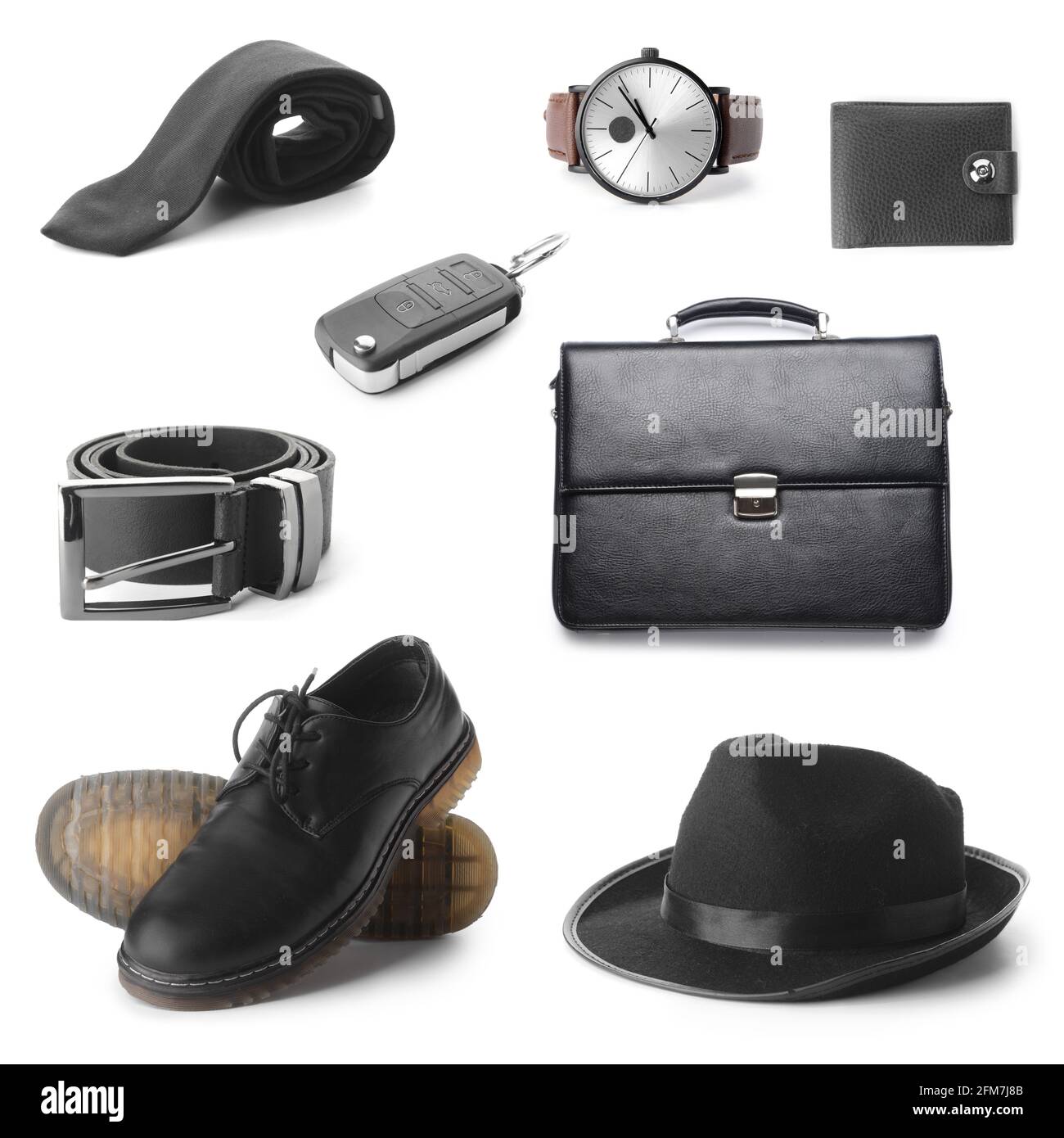 Stylish male accessories on white background Stock Photo - Alamy