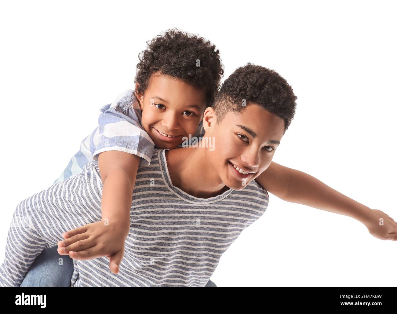 Portrait of African-American brothers on white background Stock Photo ...