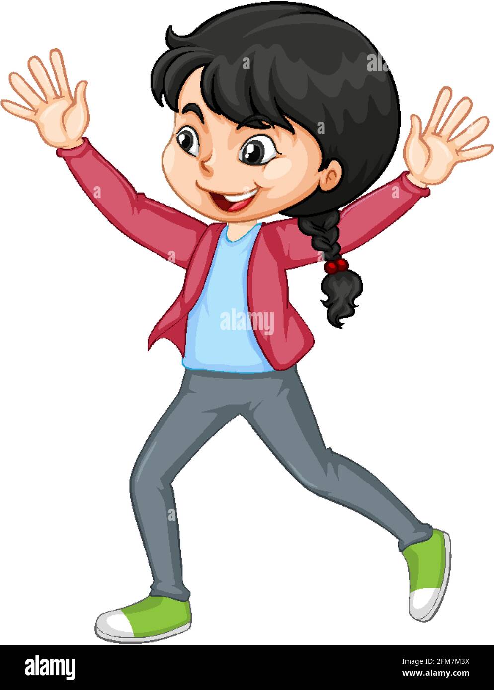 Girl pushing hands up dance cartoon character isolated illustration ...
