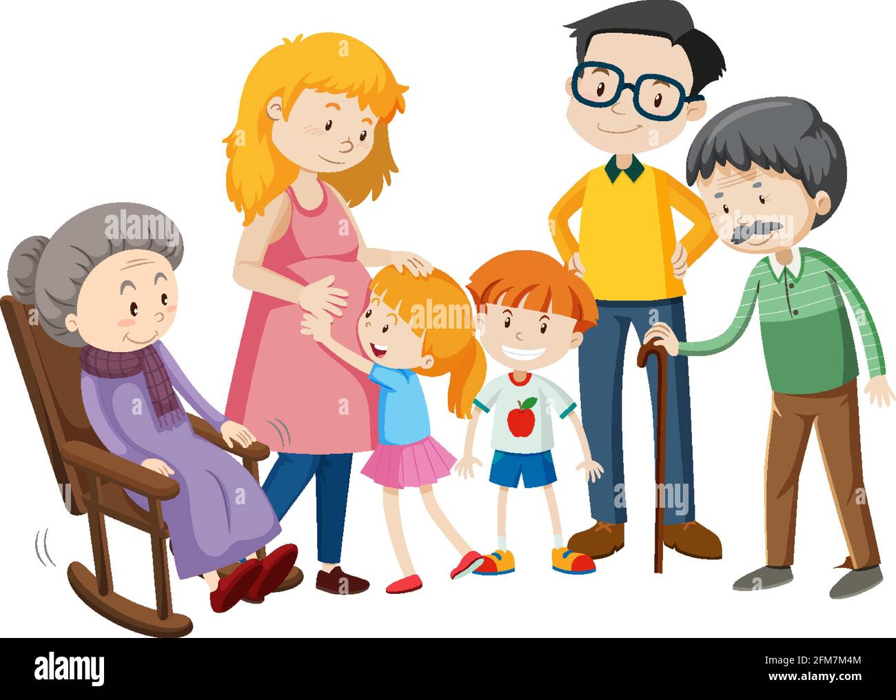 Member of family cartoon character on white background illustration ...
