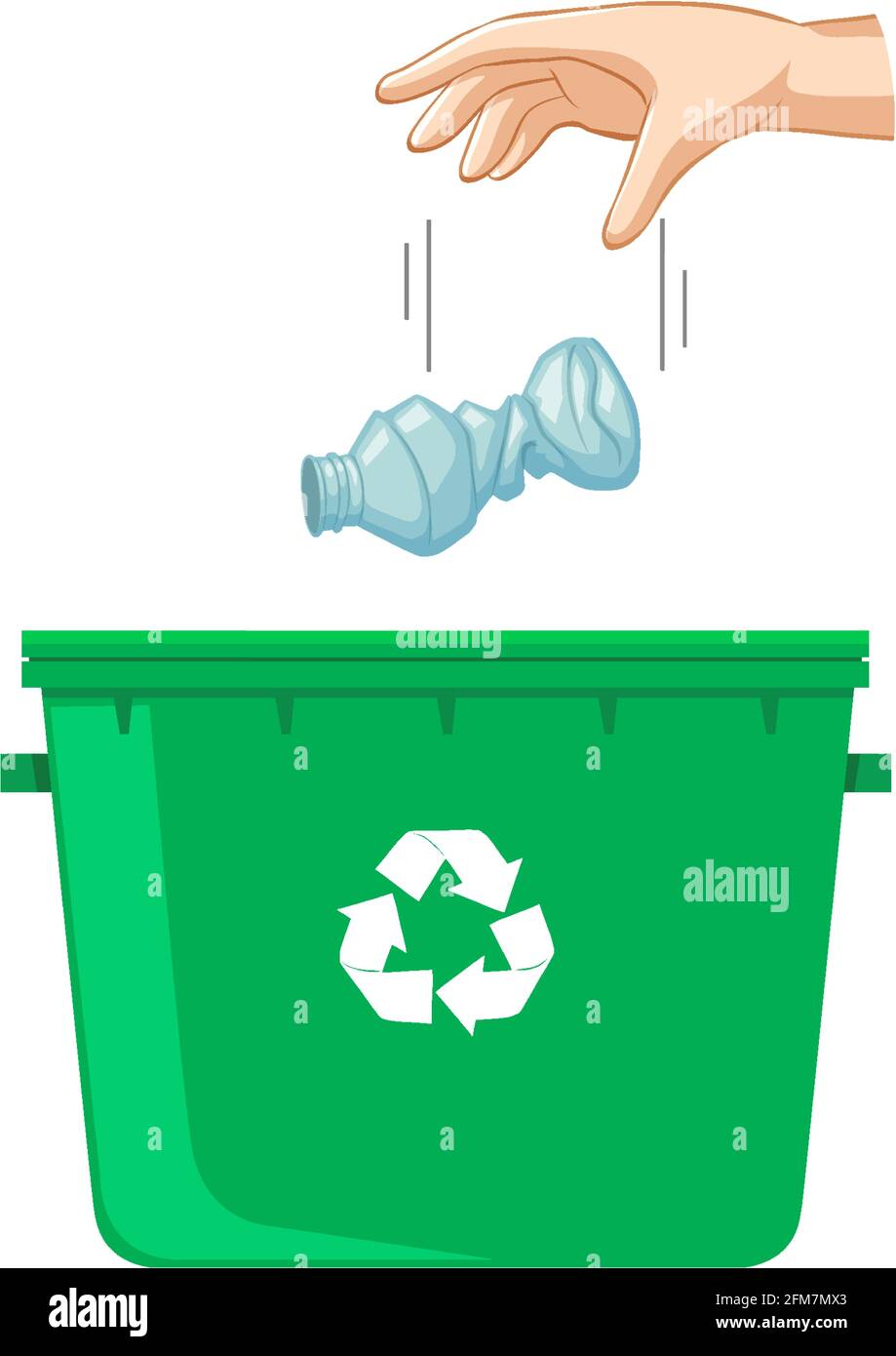 Hand dropping plastic bottle in the recycle bin illustration Stock ...