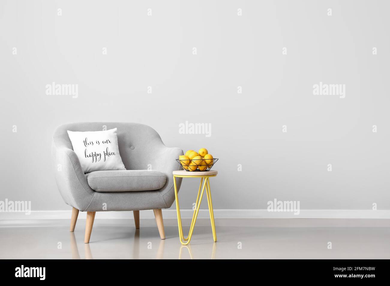 Interior of modern room with armchair Stock Photo - Alamy