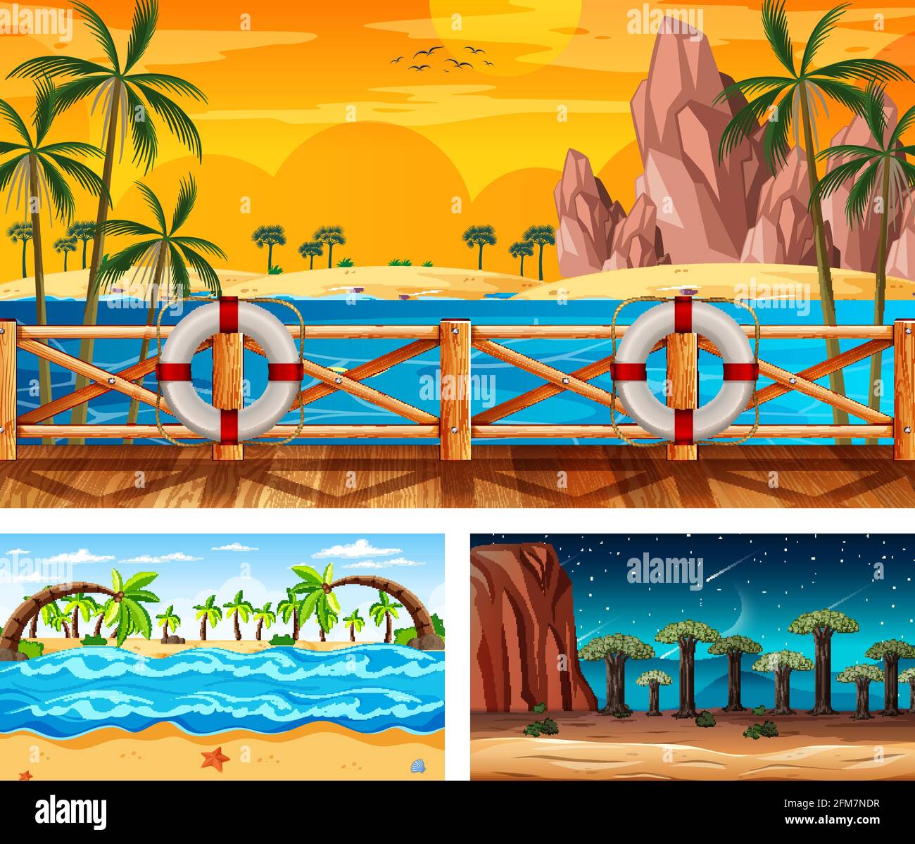 Set of different nature landscape scenes illustration Stock Vector ...
