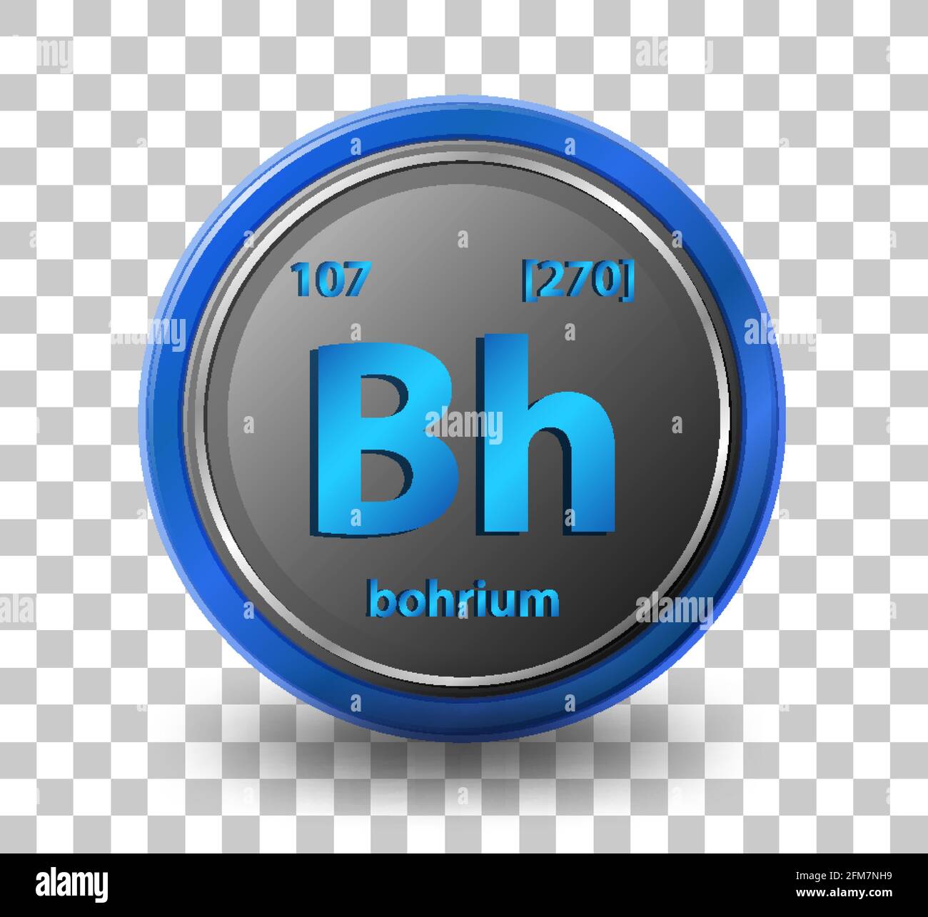 Bohrium chemical element. Chemical symbol with atomic number and atomic ...