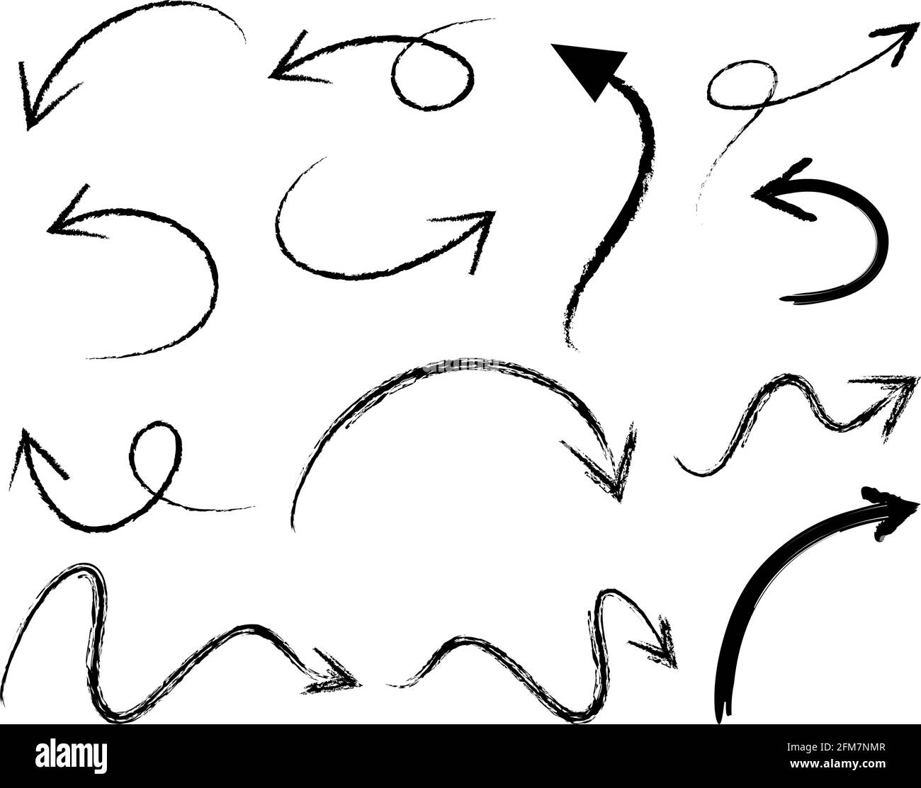 Set of hand drawn arrow doodles on white background illustration Stock ...