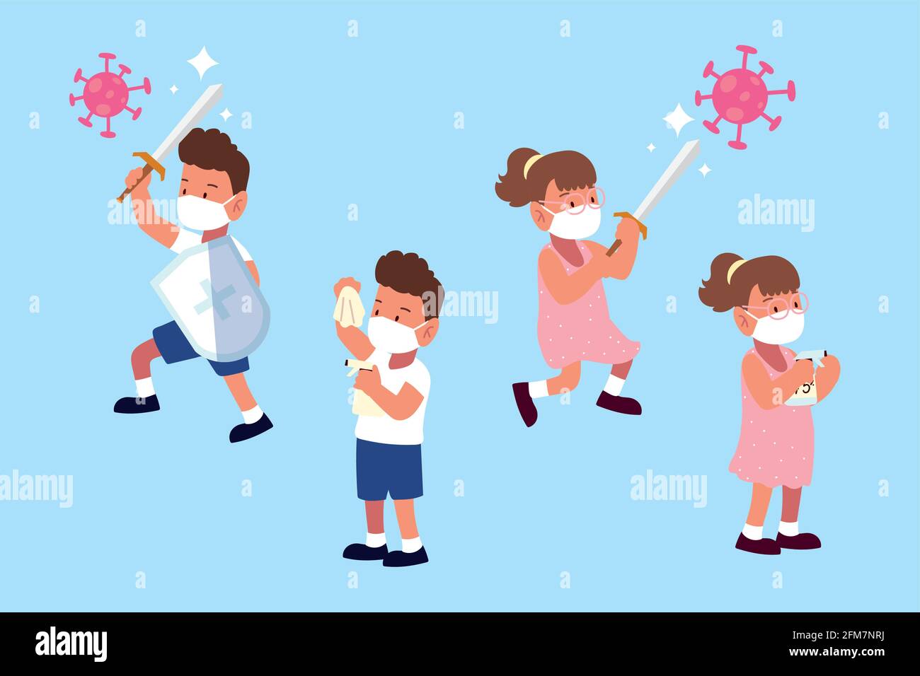kids fighting covid Stock Vector Image & Art - Alamy