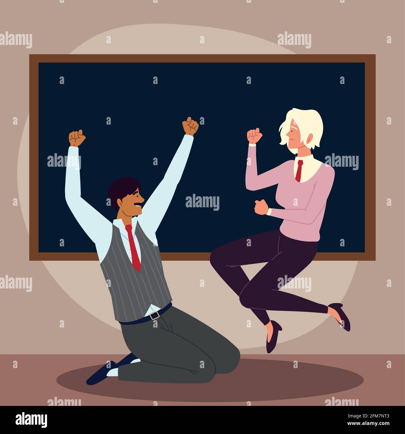 Happy excited female winner Stock Vector Images - Alamy