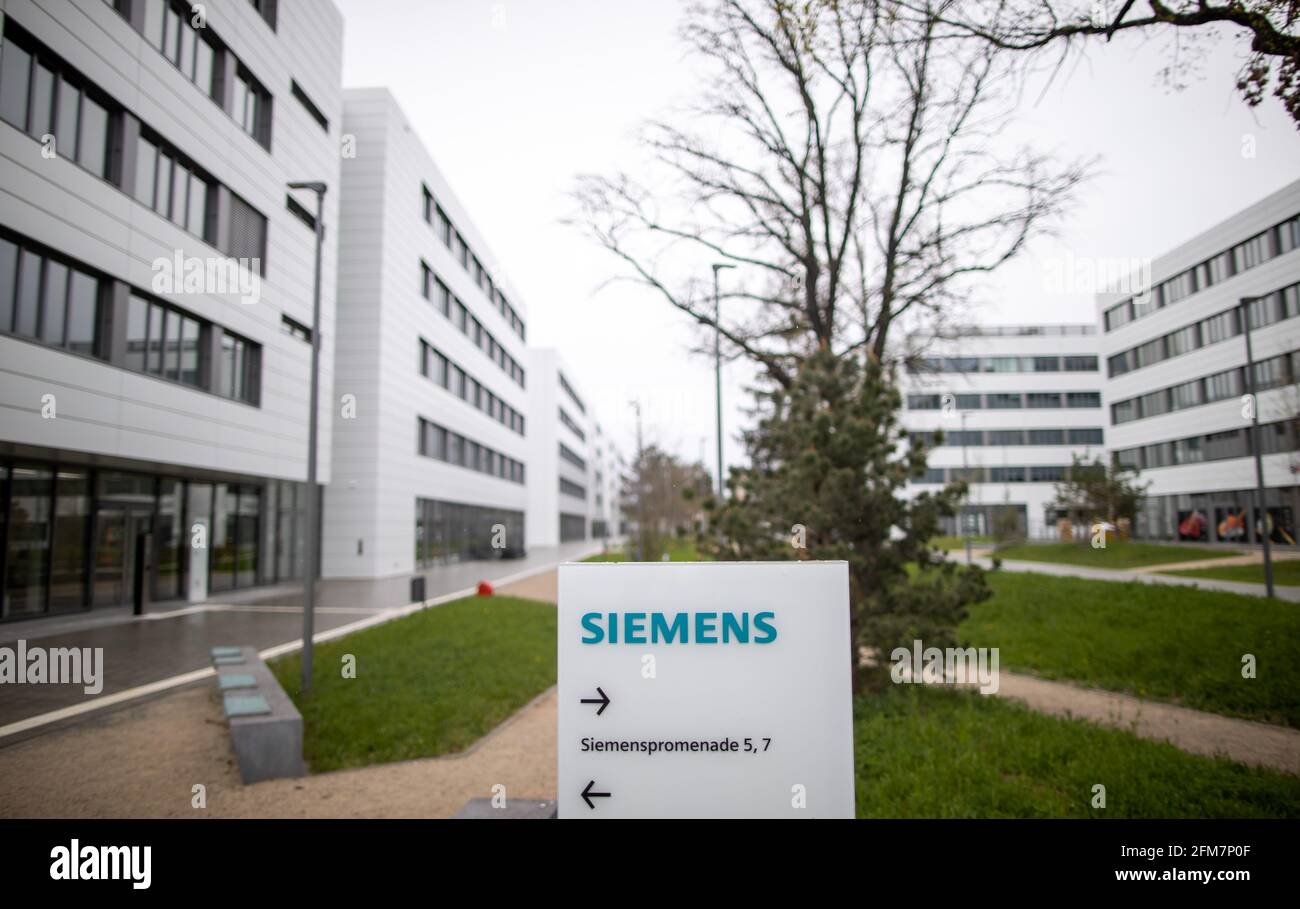PRODUCTION - 30 April 2021, Bavaria, Erlangen: The lettering logo of ...