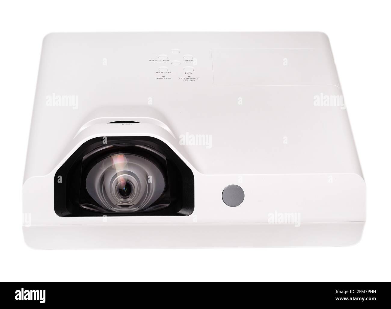 Projector multimedia white colour on white background Stock Photo - Alamy