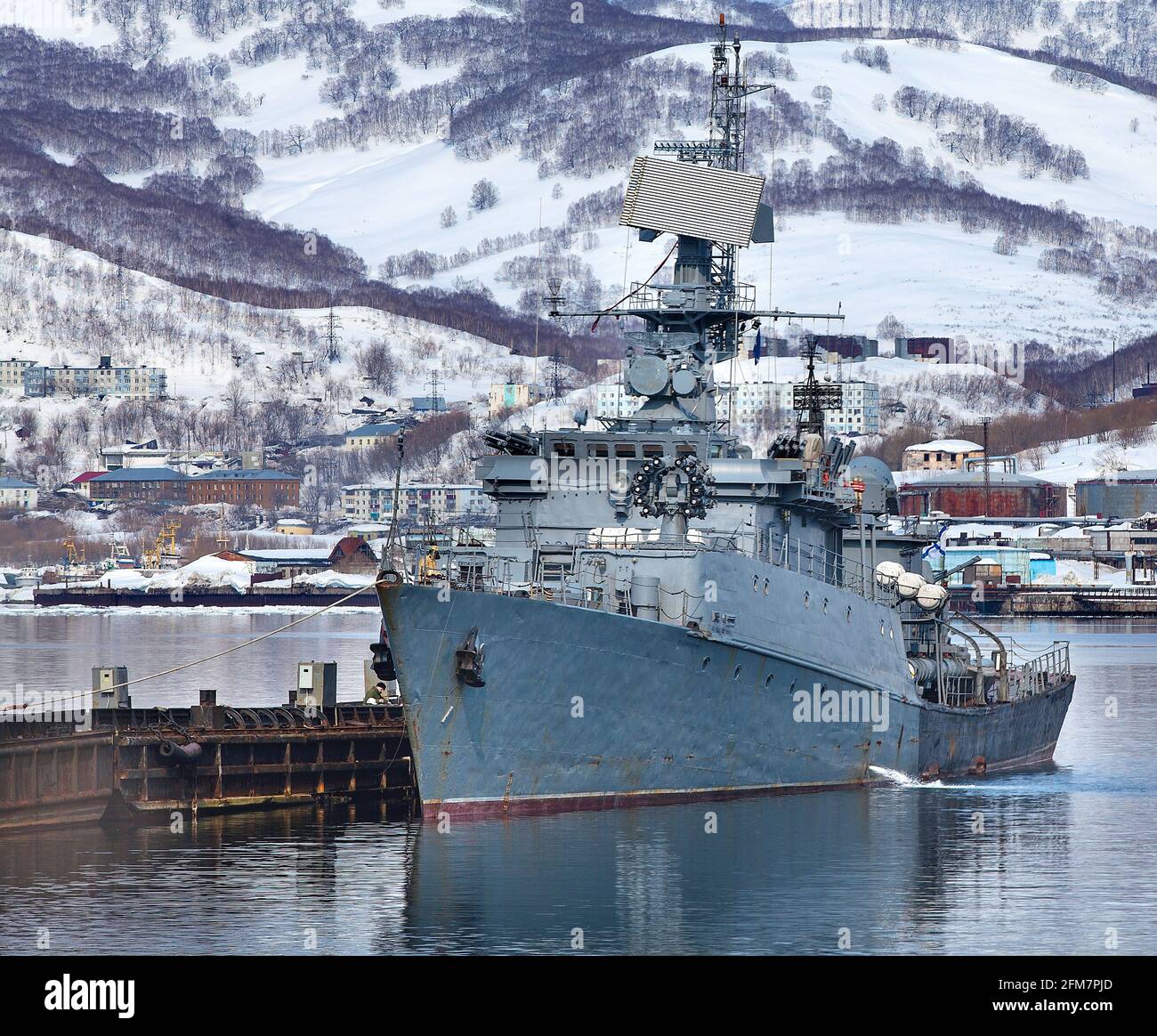 Russian military ship on Pacific ocean Stock Photo - Alamy