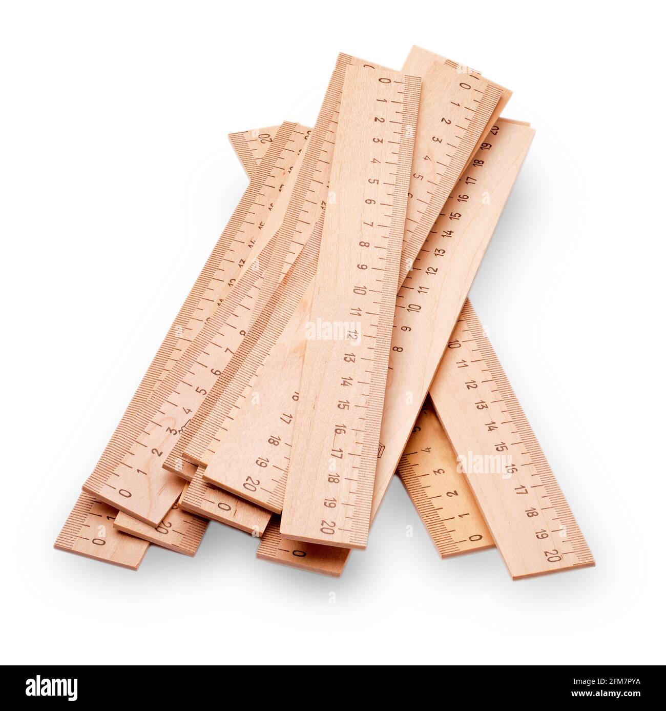 Yellow wooden centimeter ruler cut out on white background Stock Photo ...