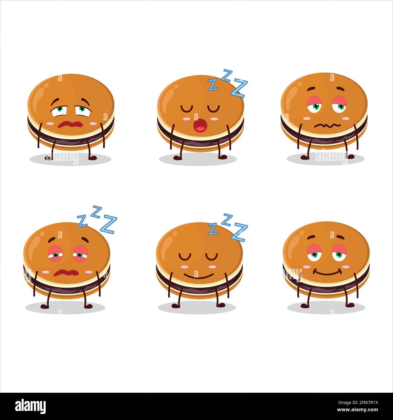 Cartoon character of dorayaki with sleepy expression. Vector ...