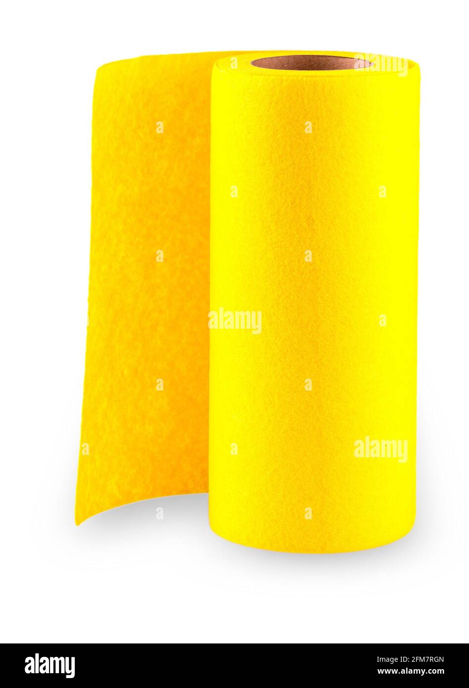 New yellow paper towel isolated on white background Stock Photo - Alamy