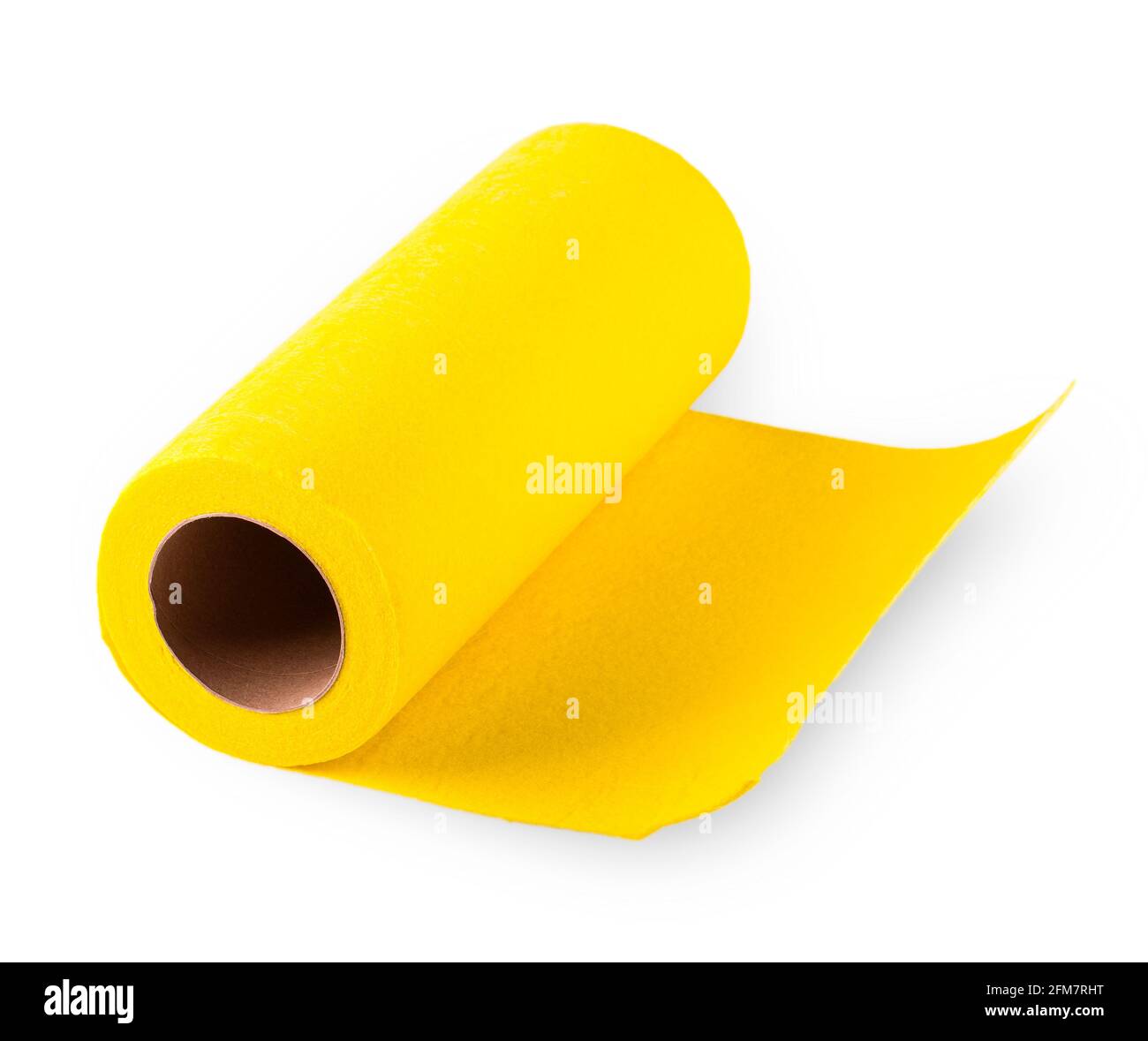 New yellow paper towel isolated on white background Stock Photo - Alamy