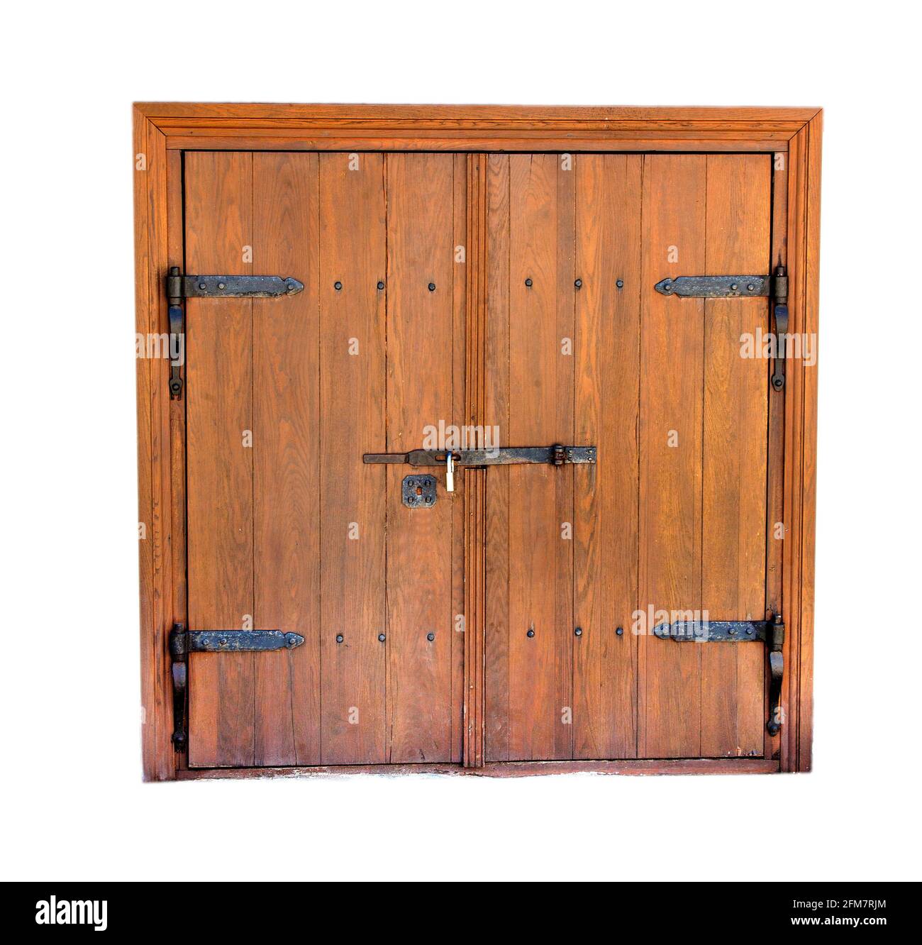 wooden locked door on a white background Stock Photo - Alamy