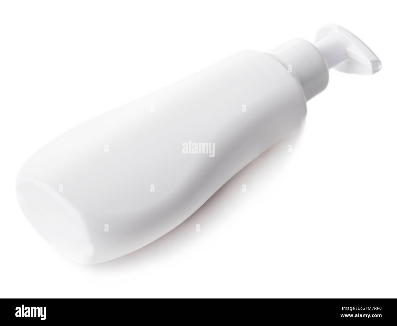 Plastic pump soap bottle without label isolated on white background ...