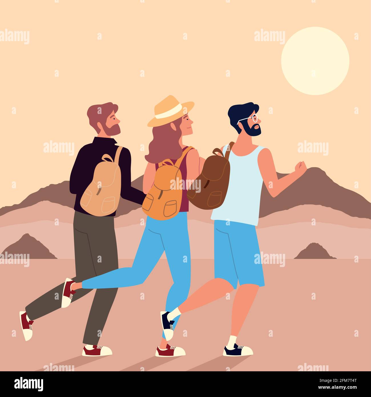 Backpacking the desert Stock Vector Images - Alamy