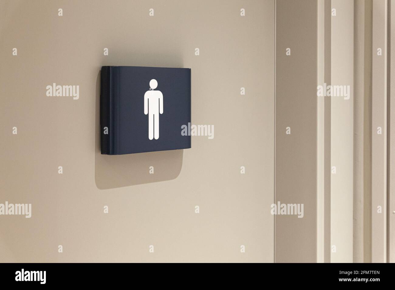 Toilet, wc icon, square white and dark blue sign on restroom door Stock ...
