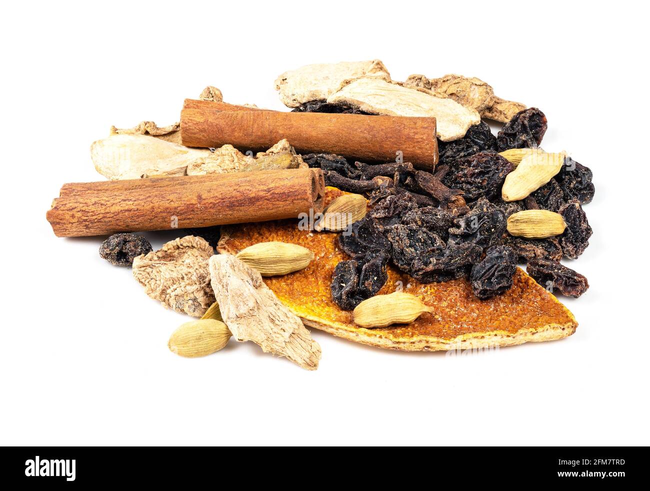 pile of Mulling spices closeup on white background Stock Photo - Alamy
