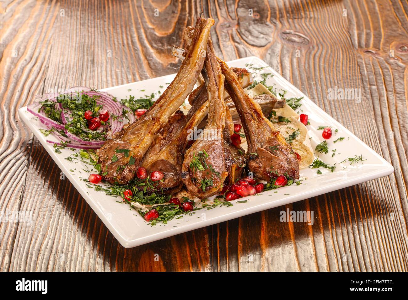 Grilled rack of lamb barbeque shashlik Stock Photo - Alamy