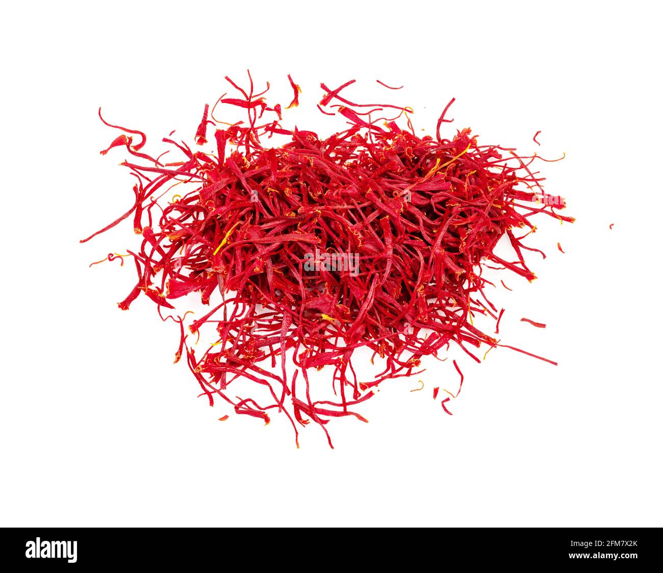 pile of natural saffron threads closeup on white background Stock Photo ...