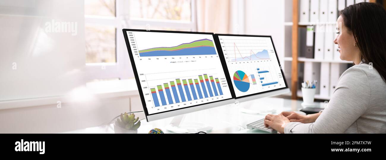 Business Data Analyst Using Financial Analytics Dashboard Stock Photo ...