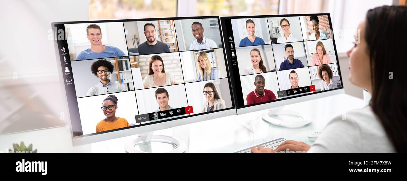 Virtual Video Conference Business Meeting On Computer Stock Photo - Alamy