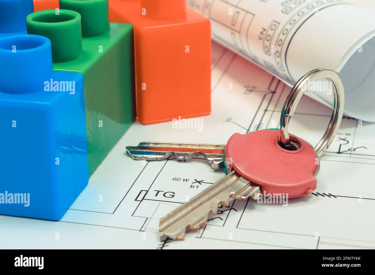 Polish currency money and building blocks on electrical construction ...