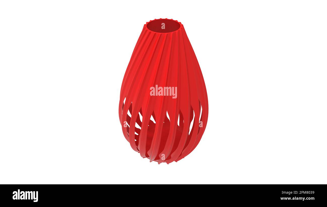 3D rendering of a 3d printed vase complex shaped and colored isoalted ...