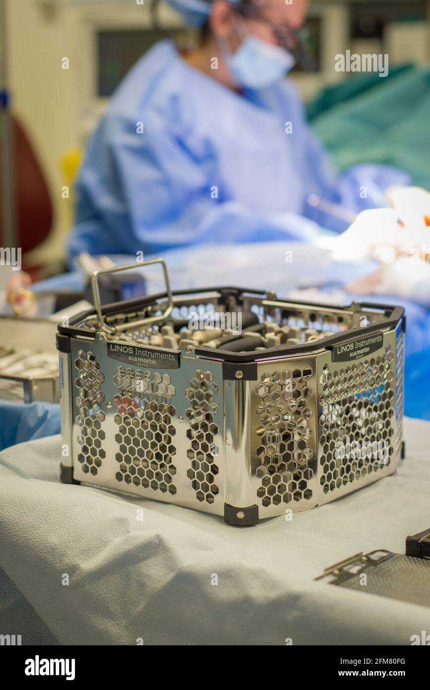 Surgical instruments in use during an operation Stock Photo - Alamy