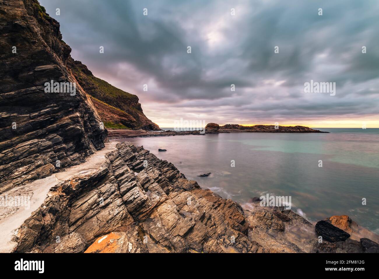 Rocky pathway along rugged coastline at Second Valley, South Australia ...