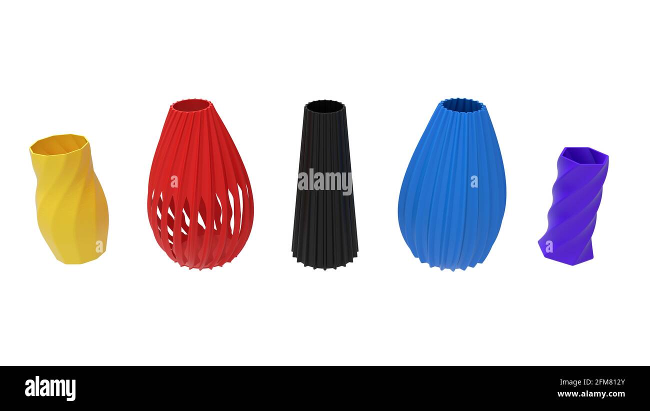 3D rendering of a 3d printed vase complex shaped and colored isoalted ...