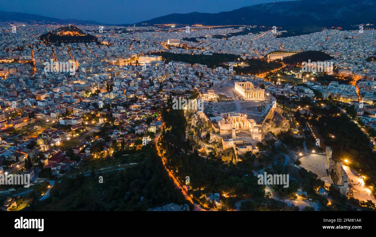 Acropolis of Athens,by night Stock Photo - Alamy