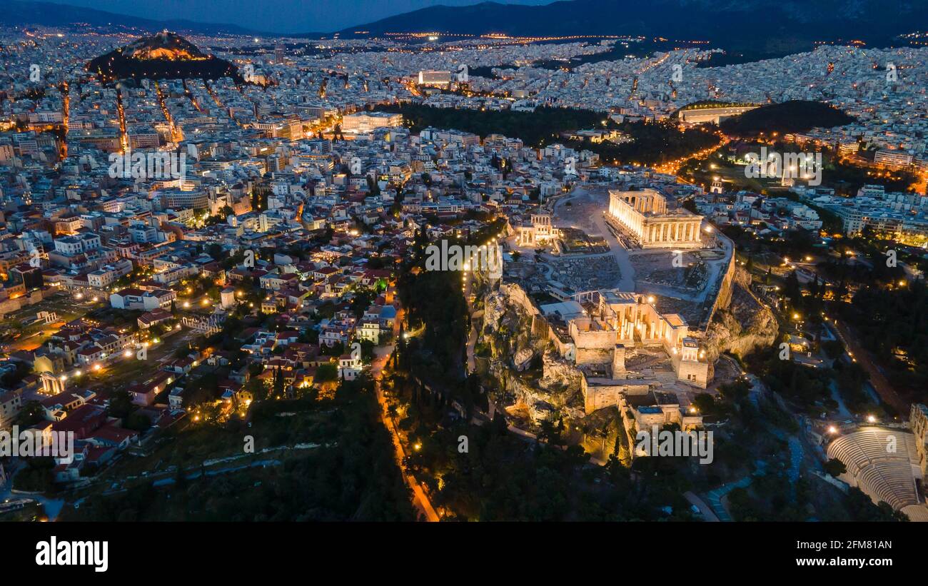 Acropolis of Athens,by night Stock Photo - Alamy