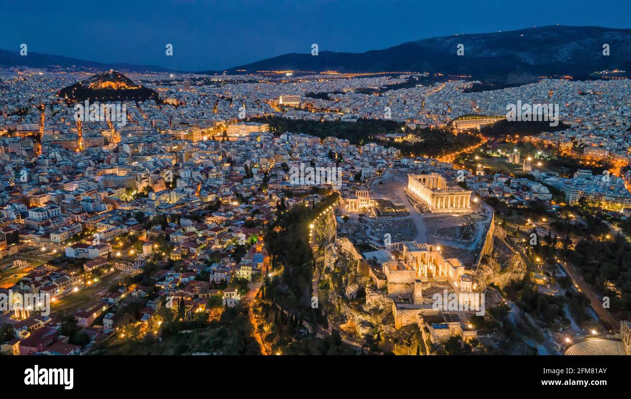 Acropolis of Athens,by night Stock Photo - Alamy