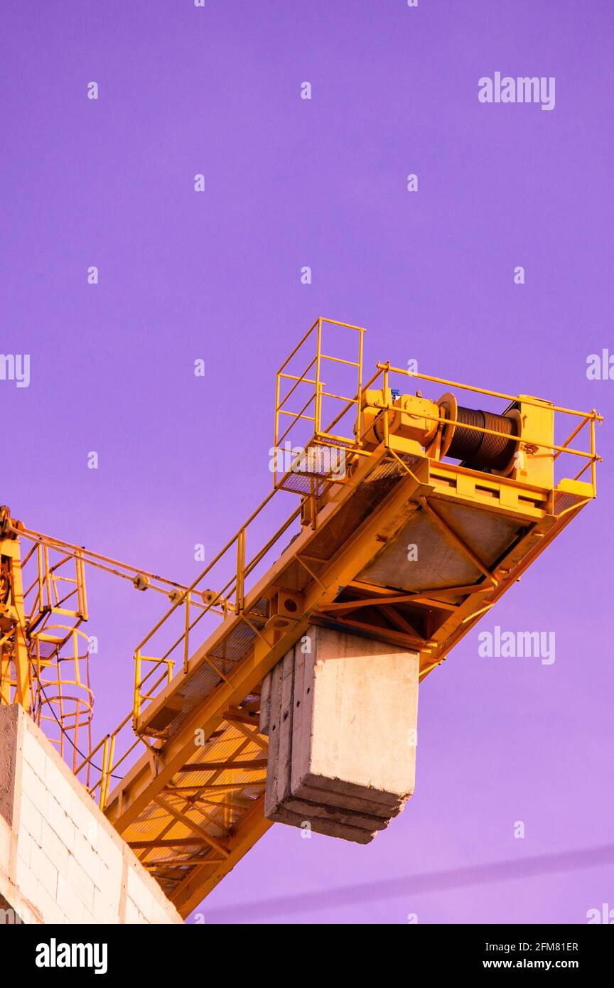 Concrete counterweight in a high-altitude crane, danger of falling ...