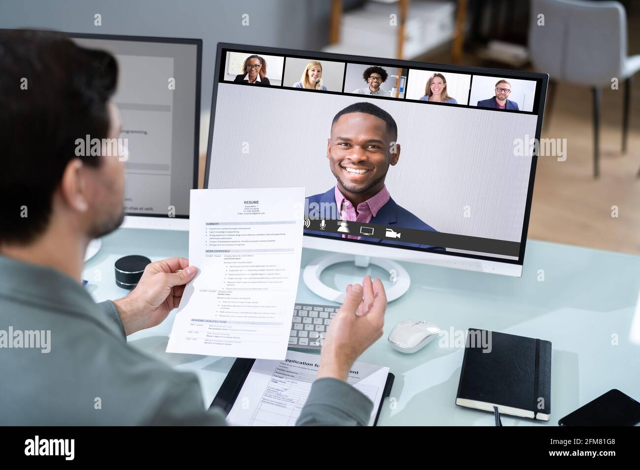 Virtual Job Interview Webcast Using Online Video Conference Stock Photo ...