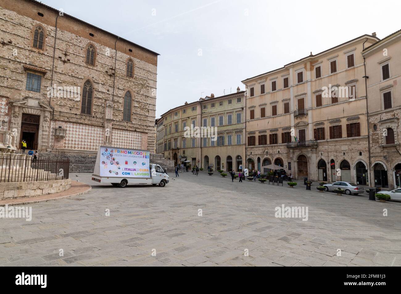 perugia,italy may 01 2021:square of four november in the center of ...