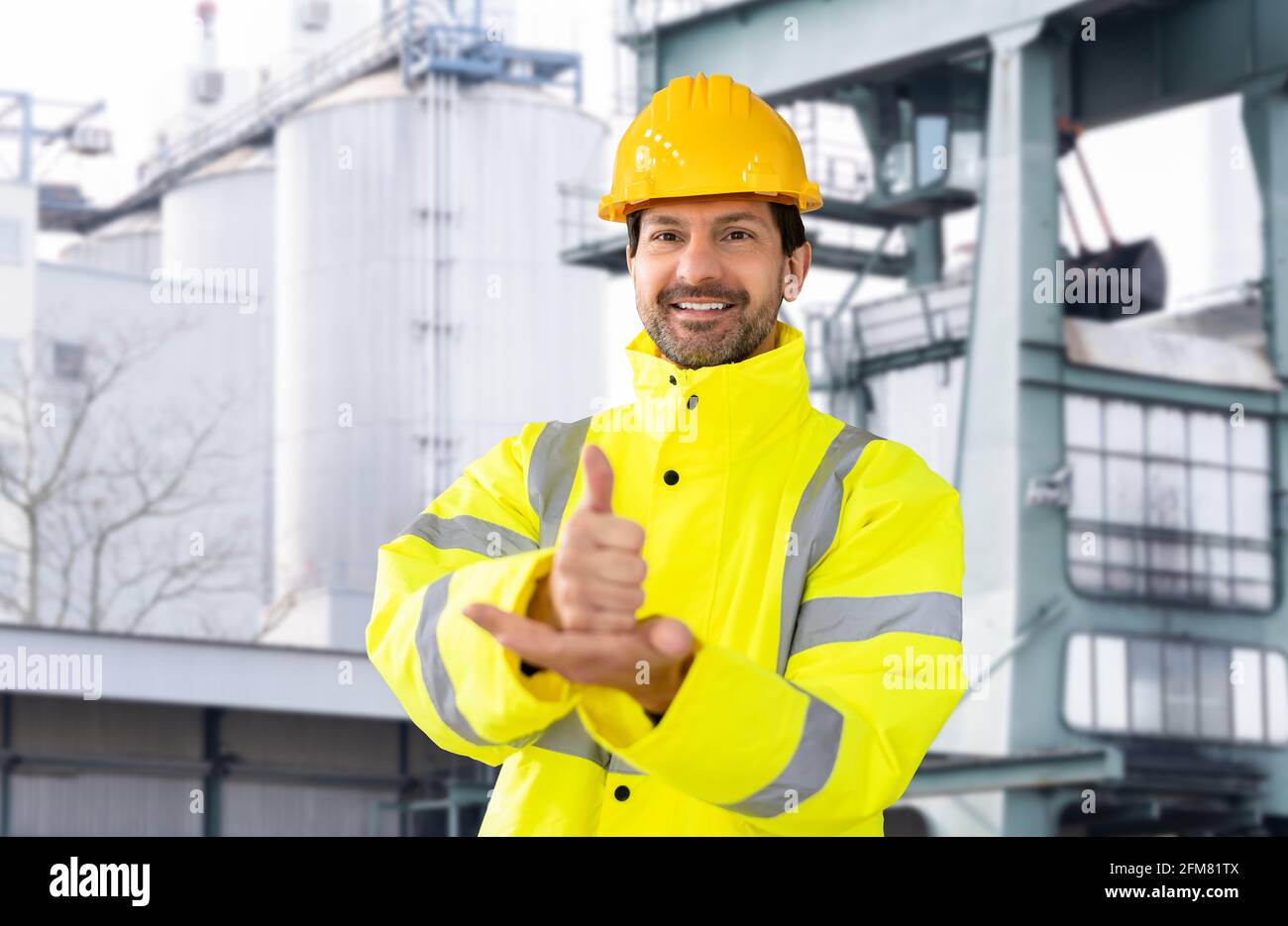 Sign Language For Deaf People. Construction Engineer Stock Photo - Alamy