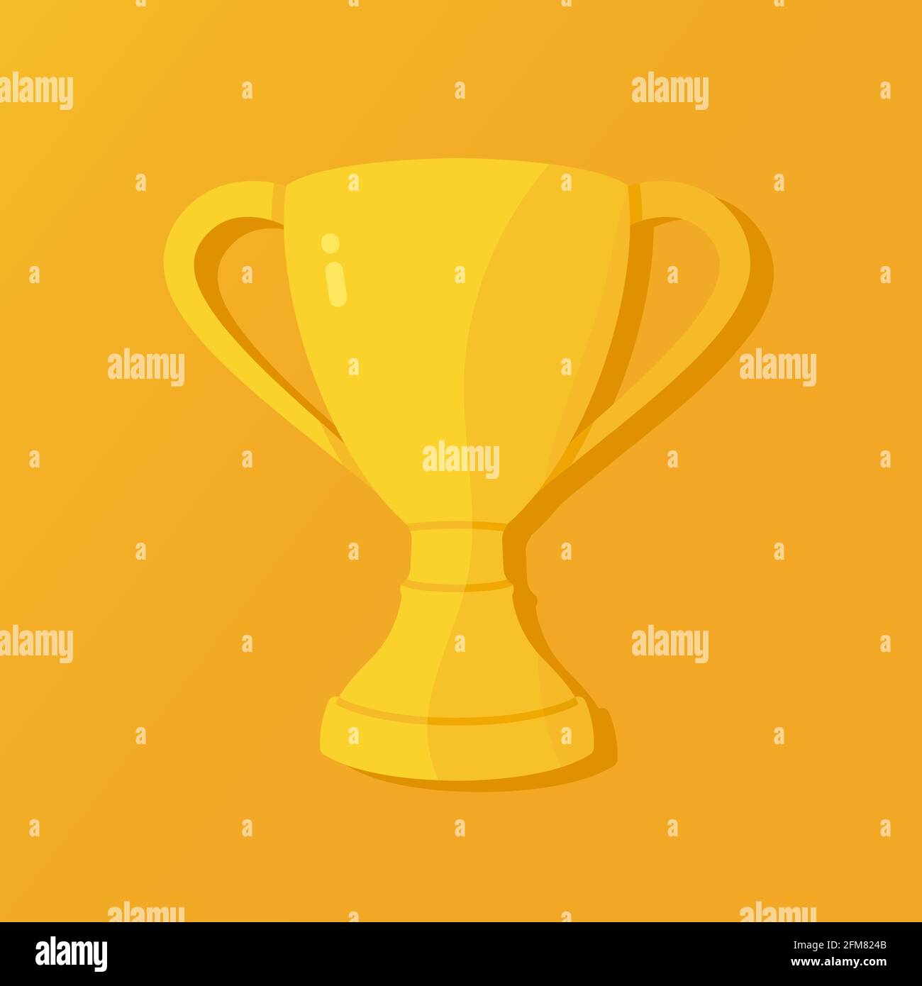 Vector illustration of golden triumphal cup isolated on yellow ...