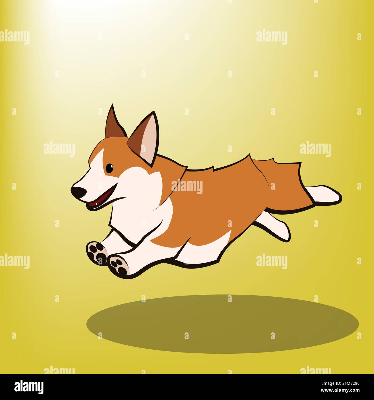 Cute Cartoon Vector Illustration of a corgi dog It is running Stock ...