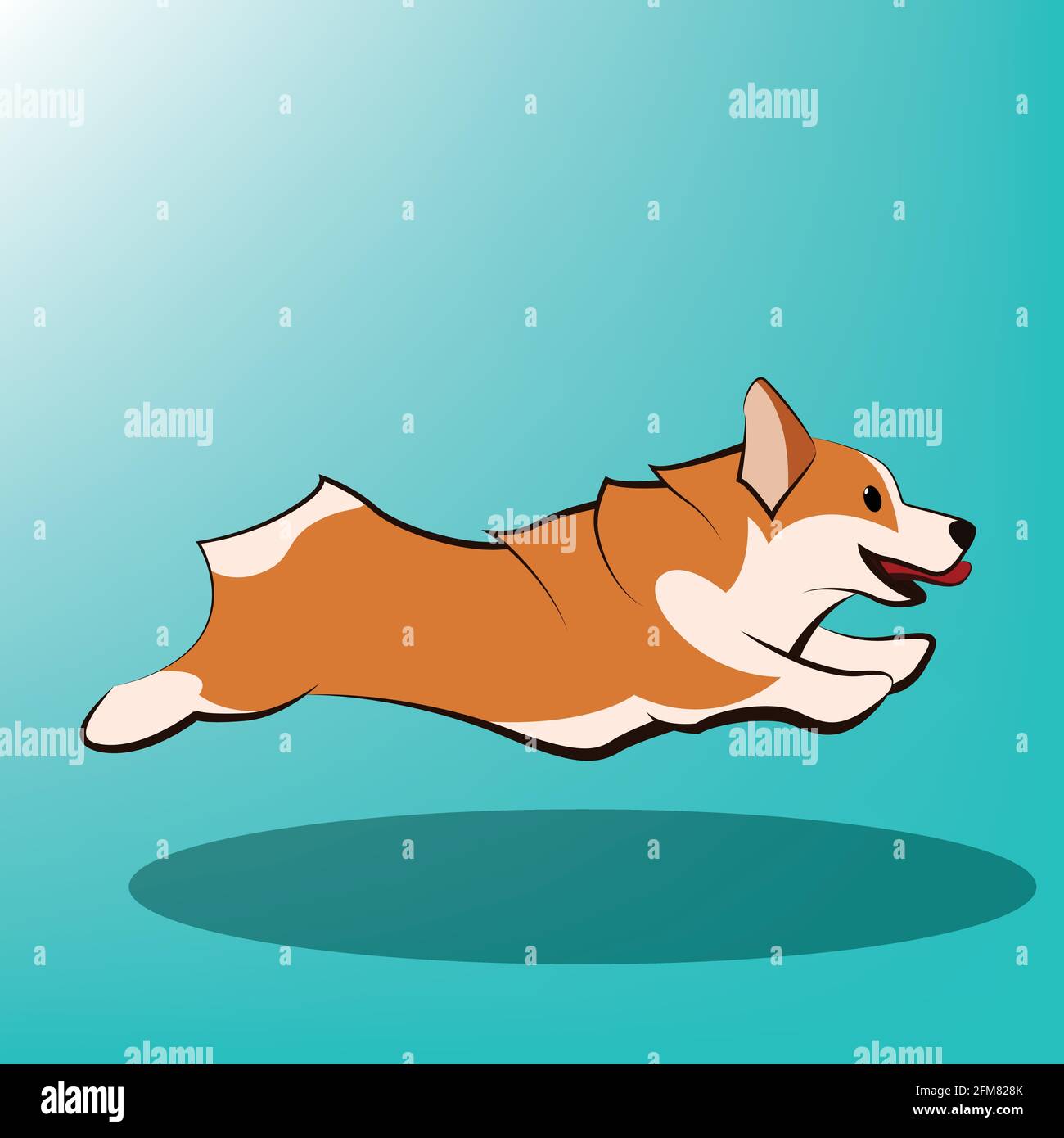 Cute Cartoon Vector Illustration of a corgi dog It is running Stock ...
